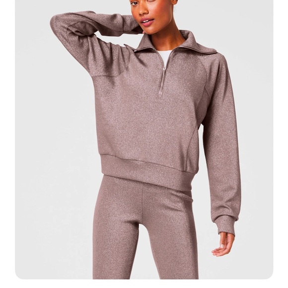 SPANX | Tops | Spanx Air Essentials Half Zip In Smoke Shimmer Xs | Poshmark
